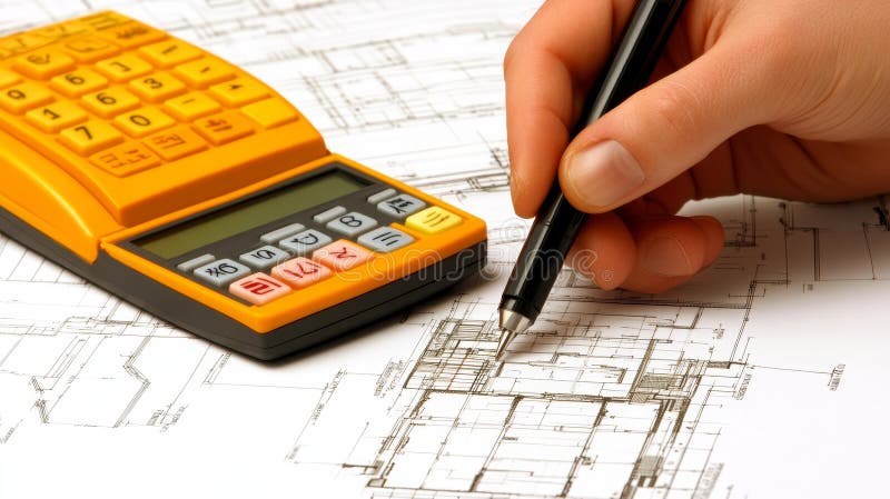 Architect Hand Drawing Architectural Plan. Close Up, Working on ...