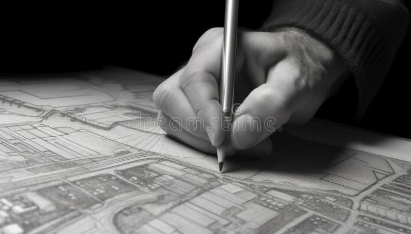 Architect Hand Sketches Construction Plan on Paper with Precision ...