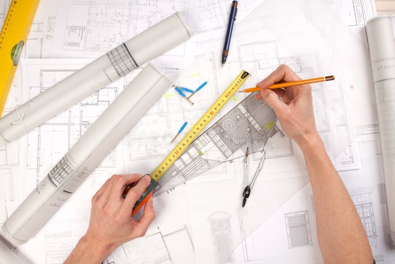 Architect Hands stock image. Image of equipment, hands - 12724401