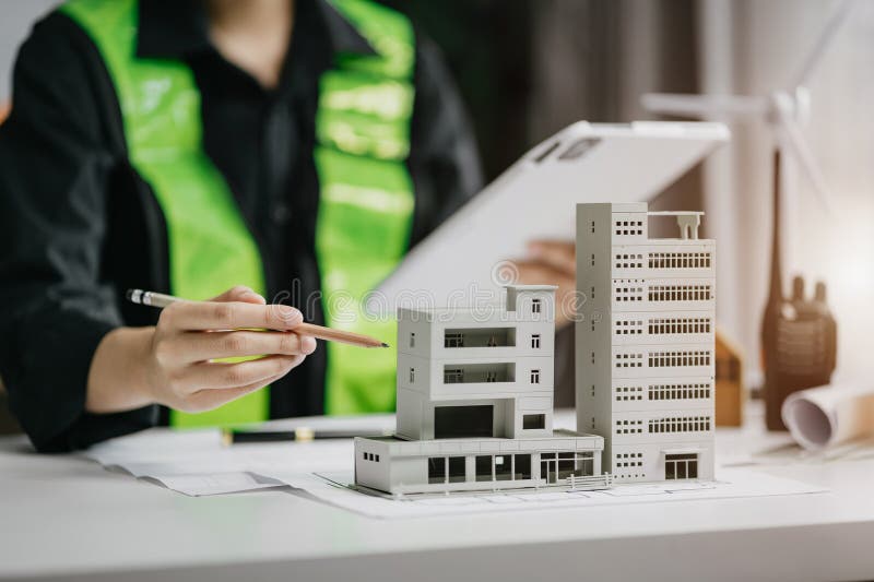 Architect Hands Making Model House. Man Architect Working in the Office ...