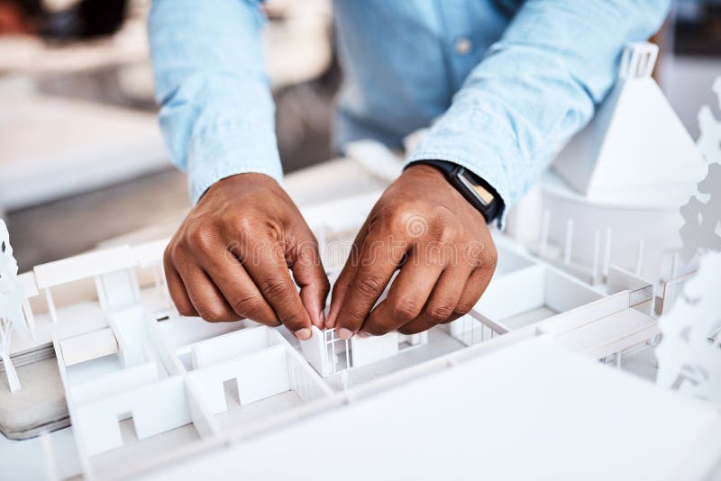 Architect, Hands and Paper Home Model for Interior Design, Blueprint ...