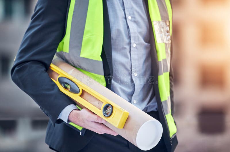 Architect, Hands and Roll at Construction Site for Engineering with ...
