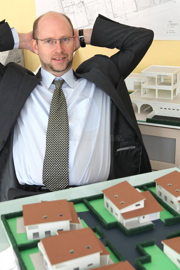 Architect Happy with Hard Work Stock Photo - Image of builder, drawing ...