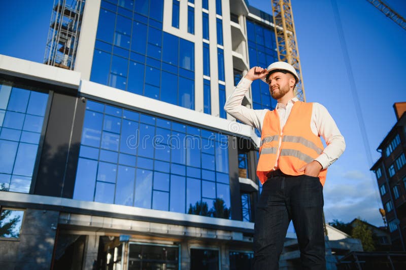 Architect in Helmet Near New Building Stock Photo - Image of people ...