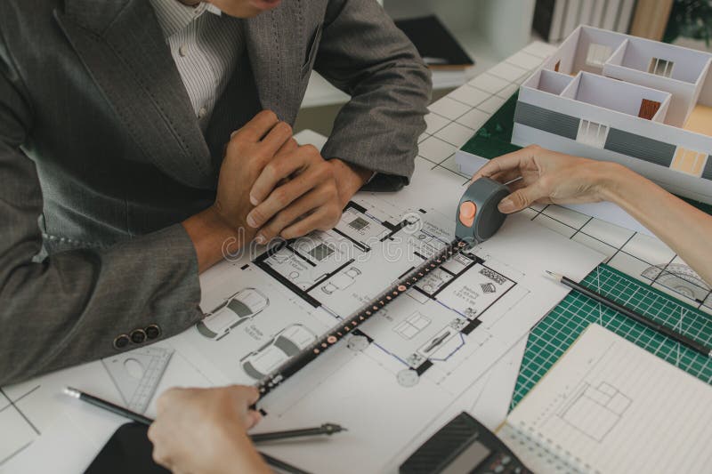 An Architect and His Assistant are Brainstorming and Examining the ...