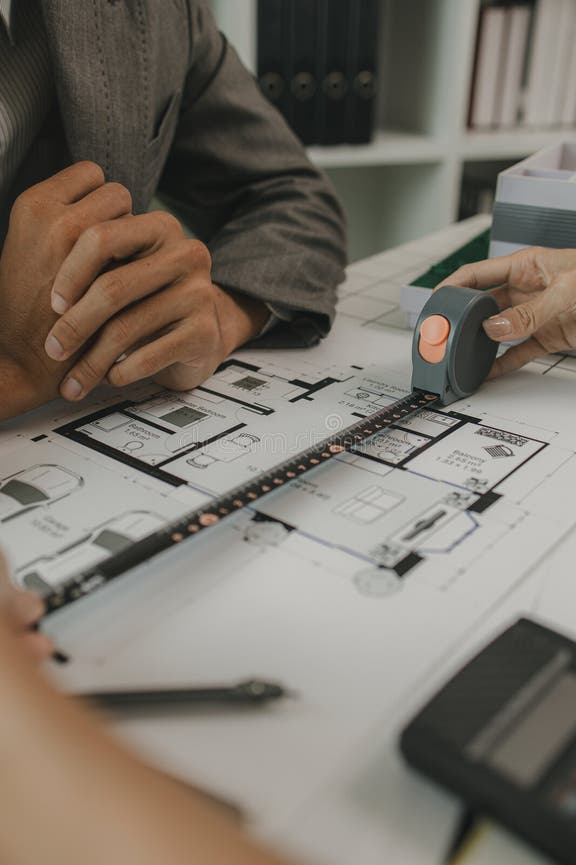An Architect and His Assistant are Brainstorming and Examining the ...