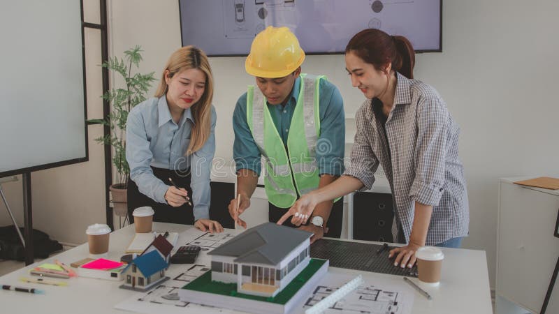 The Architect and His Team are Meeting with the Construction Supervisor ...