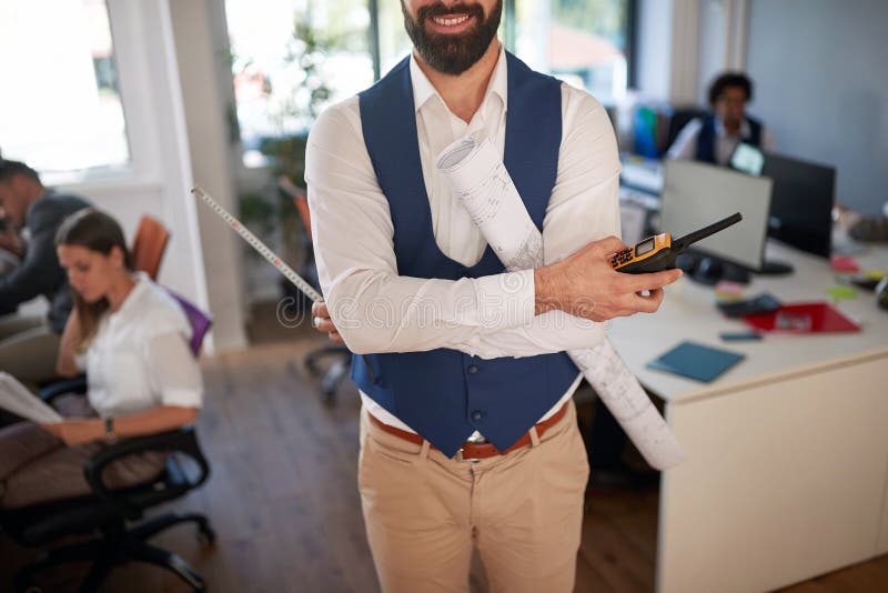 Architect Holding Blueprints.Architectural Project.Man Architect ...