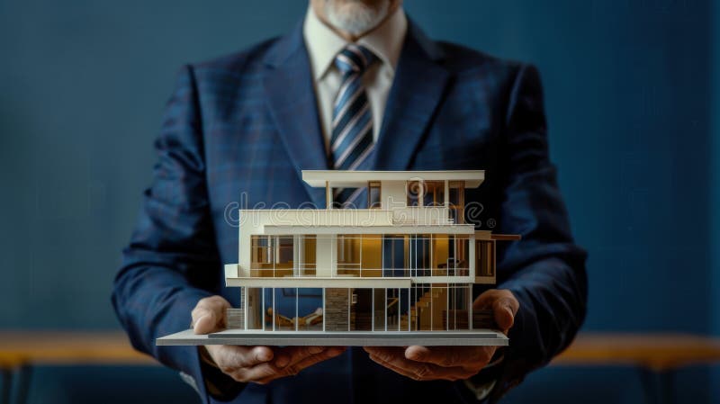 The Architect Holding Model House.AI Generated Image Stock Image ...