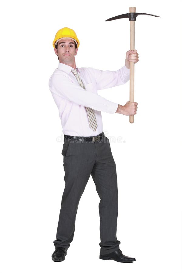 Muscular Man Holding Pickaxe Stock Image - Image of miner, alone: 32236859