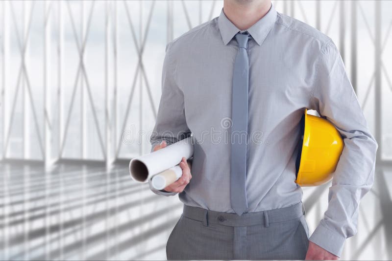 An Architect is Holding Plan and a Safety Helmet Stock Photo - Image of ... An Architect is Holding Plan and a Safety Helmet Stock Photo - Image of ...