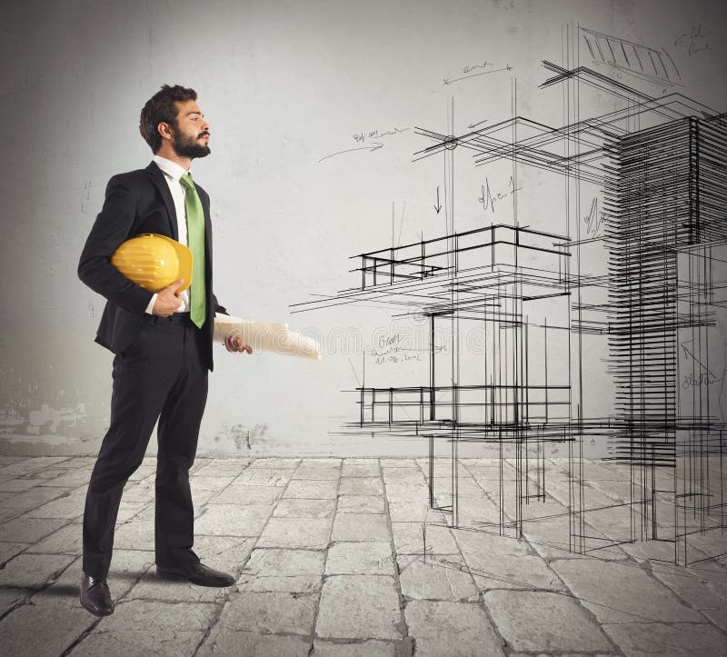 Architect Imagines a Project Stock Photo - Image of design, designer ...
