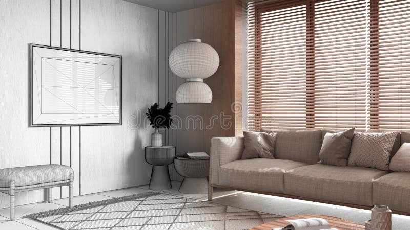 Architect Interior Designer Concept: Hand-drawn Draft Unfinished ...