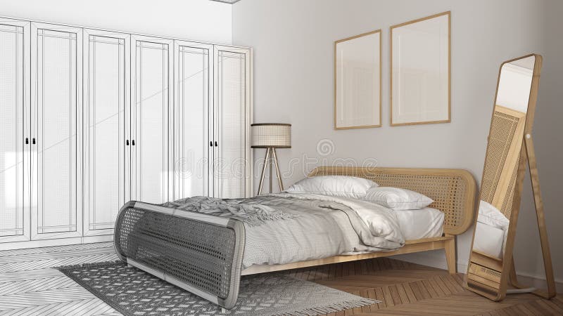 Architect Interior Designer Concept: Hand-drawn Draft Unfinished ...