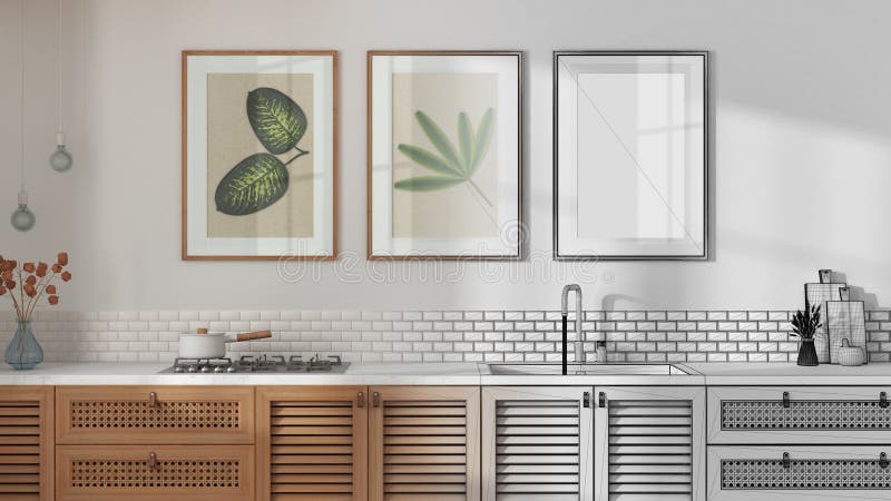 Architect Interior Designer Concept: Hand-drawn Draft Unfinished ...