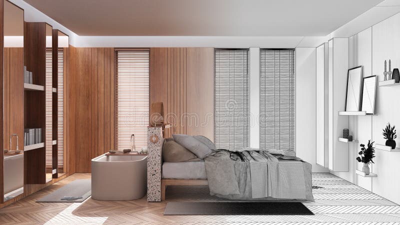 Architect Interior Designer Concept: Hand-drawn Draft Unfinished ...