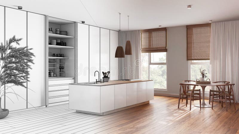 Architect Interior Designer Concept: Hand-drawn Draft Unfinished ... Architect Interior Designer Concept: Hand-drawn Draft Unfinished ...