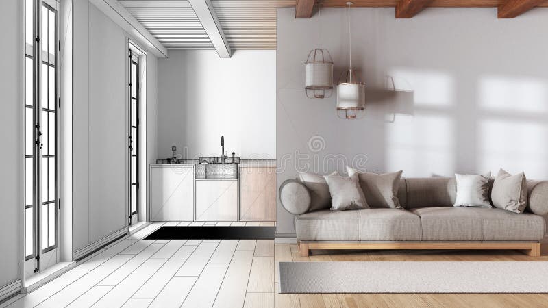 Architect Interior Designer Concept: Hand-drawn Draft Unfinished ... Architect Interior Designer Concept: Hand-drawn Draft Unfinished ...