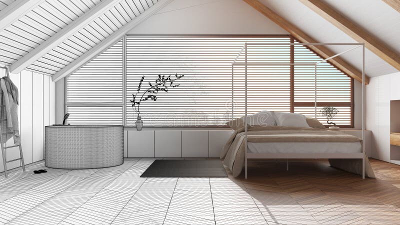 Architect Interior Designer Concept: Hand-drawn Draft Unfinished ...