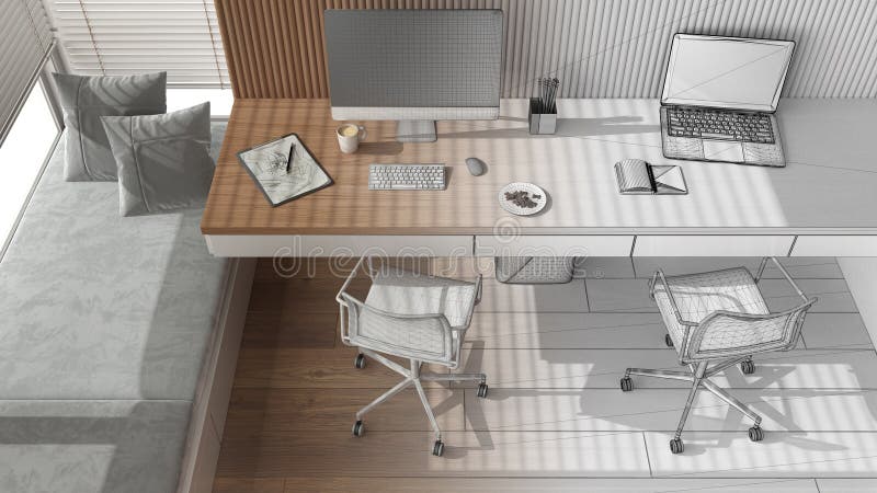 Architect Interior Designer Concept: Hand-drawn Draft Unfinished ...