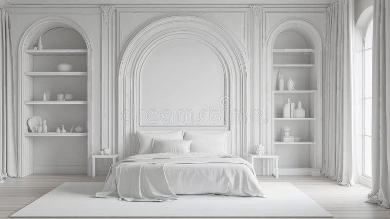 An Architect Interior Designer Concept for a Neoclassical Bedroom Using ...