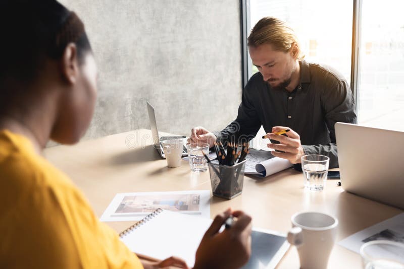 Architect and Interior Designers Working Stock Image - Image of ...