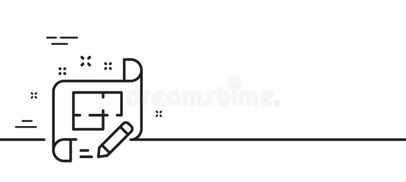 Architect Line Icon. Engineering Plan Sign. Minimal Line Pattern Banner ...