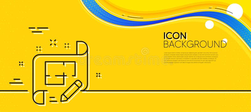 Architect Line Icon. Engineering Plan Sign. Minimal Line Yellow Banner ...