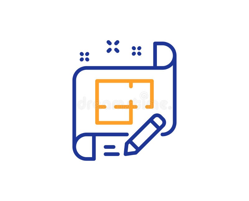 Architect Line Icon. Engineering Plan Sign. Vector Stock Vector ...