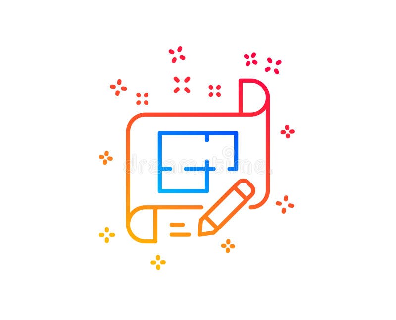 Architect Line Icon. Engineering Plan Sign. Vector Stock Vector ...