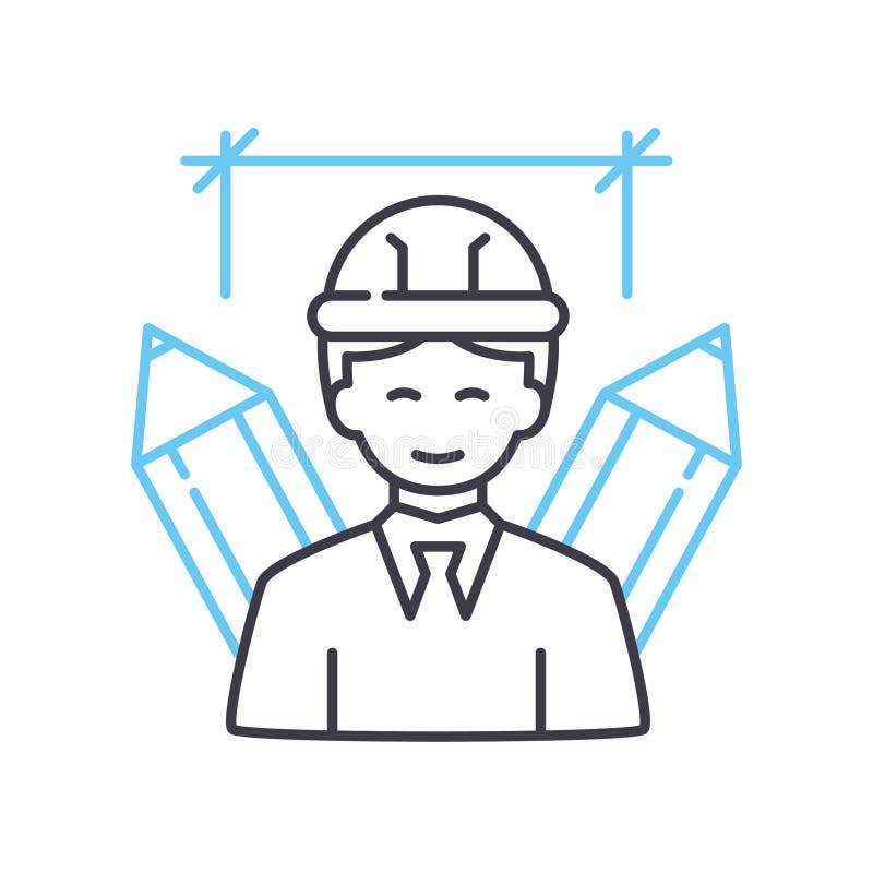 Architect Line Icon, Outline Symbol, Vector Illustration, Concept Sign ...