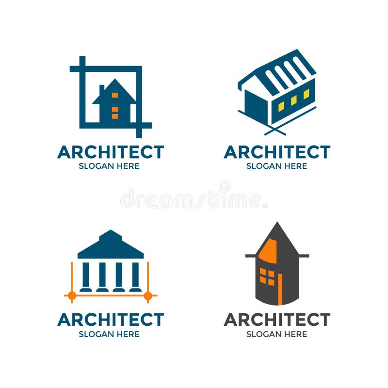 Vector Flat Architecture Company Logo Collection. Architect Logo Set ...