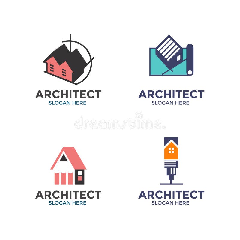 Vector Flat Architecture Company Logo Collection. Architect Logo Set ...