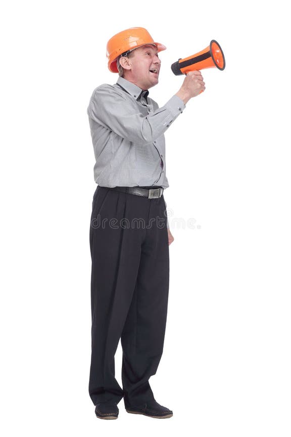 Architect Making an Ad through a Megaphone . Stock Photo - Image of ...