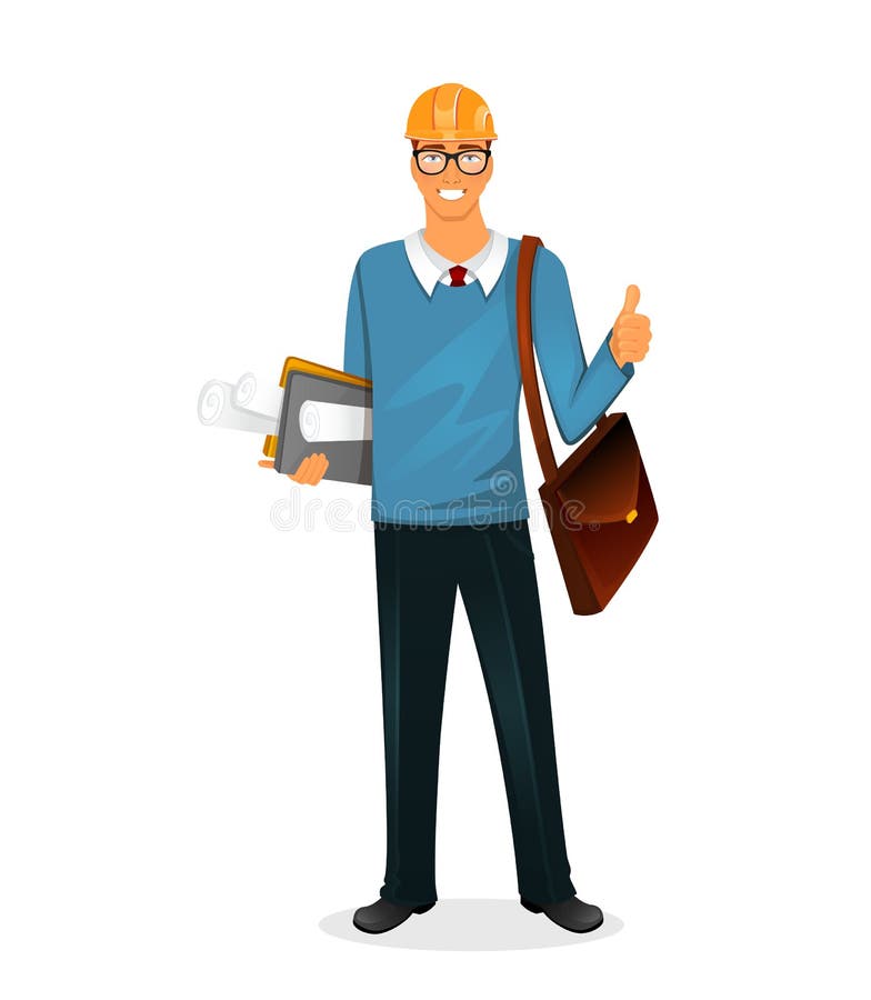Architect Man Character Image Stock Vector - Illustration of blueprint ...