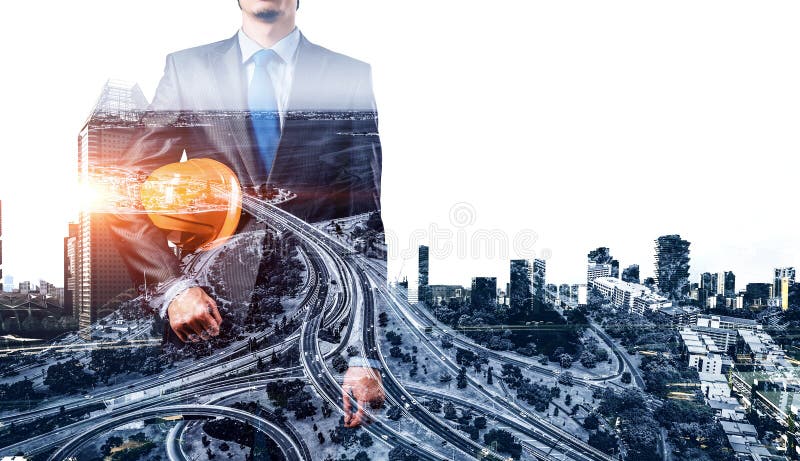 Architect Man and His Project. Mixed Media Stock Image - Image of ...