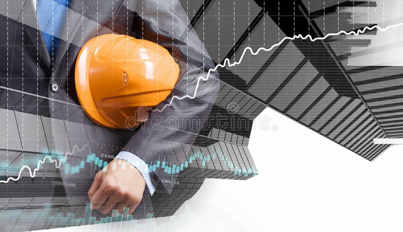 Architect Man and His Project. Mixed Media Stock Image - Image of ...