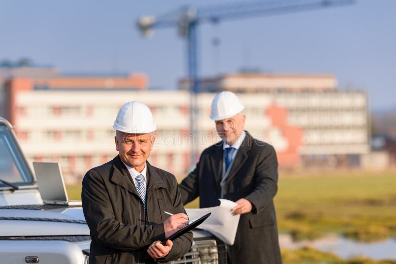 Architect Developer Point at Construction Site Stock Image - Image of ...