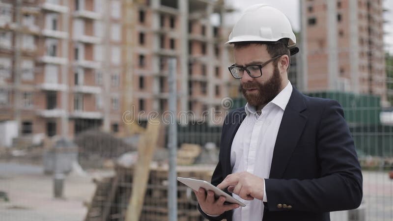 Architect Man Wearing Business Suit Standing with Tablet on the ...