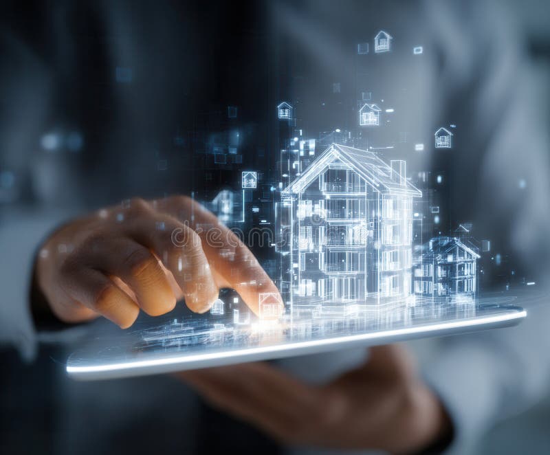 Architect Using Digital Tablet To Build Smart Real Estate Project Stock ...