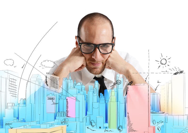 Architect and new project stock photo. Image of draft - 32225526