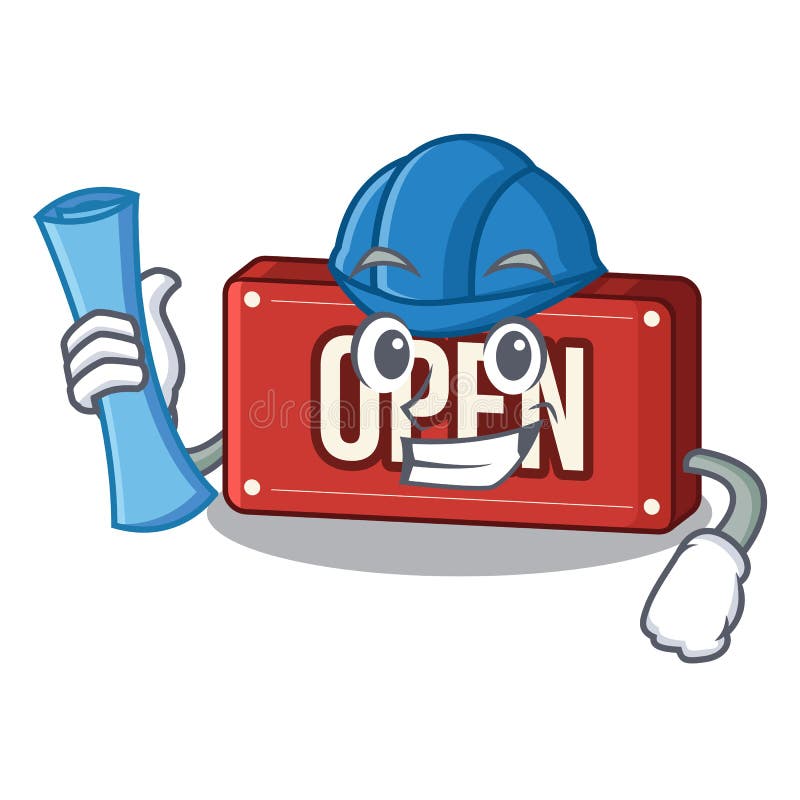 Architect Open Sign Isolated in the Cartoon Stock Vector - Illustration ...