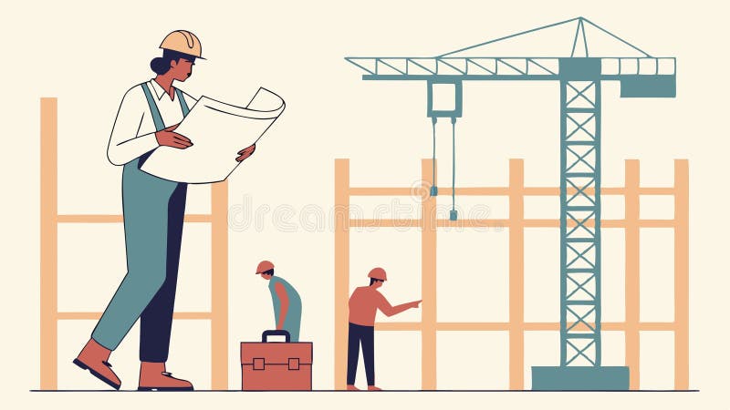 Architect Overseeing a Construction Site, Urban Development, Vector ...