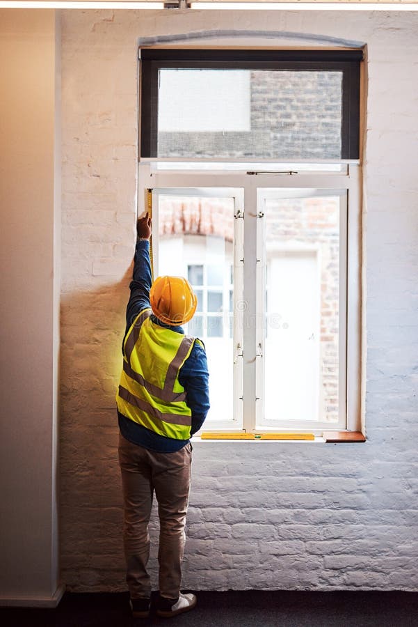 Architect, Person and Tape Measure on Window for Construction ...