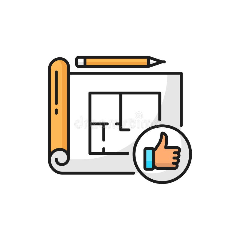 Architect Plan on Paper, Pencil and Approved Draft Stock Vector ...