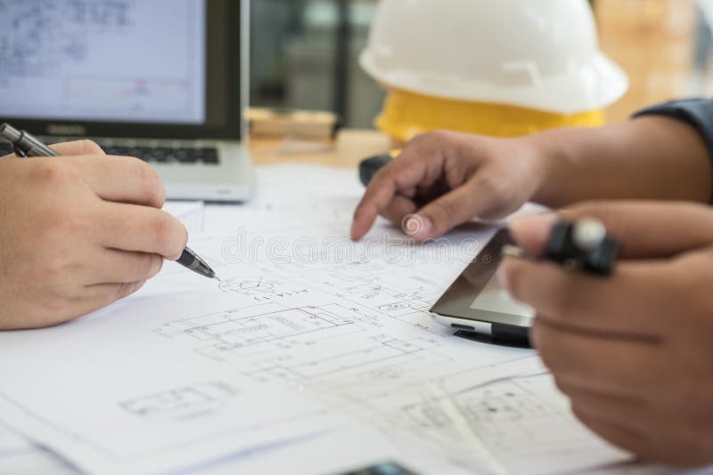 Architect or Planner Working on Drawings for Construction Stock Image ...