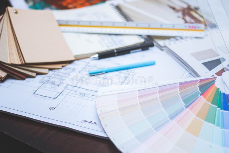 The Architect is Planning the Design. Architectural Work with Color ...