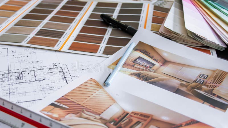 The Architect is Planning the Design. Architectural Work with Color ...