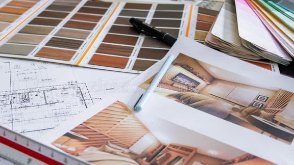 The Architect is Planning the Design. Architectural Work with Color ...