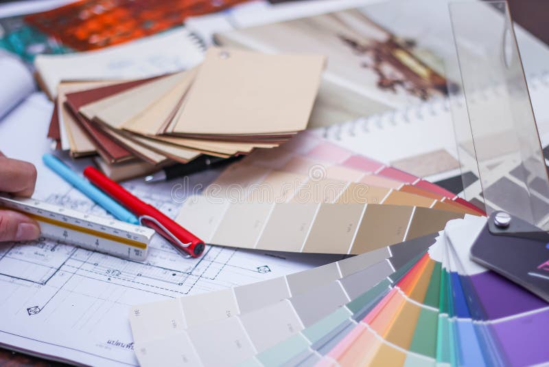 The Architect is Planning the Design. Architectural Work with Color ...